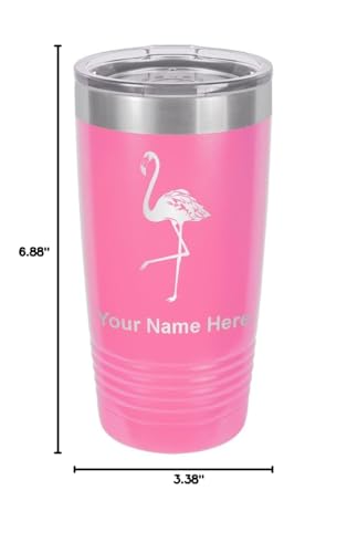 LaserGram 20oz Vacuum Insulated Tumbler Mug, Flamingo, Personalized Engraving Included (Pink)