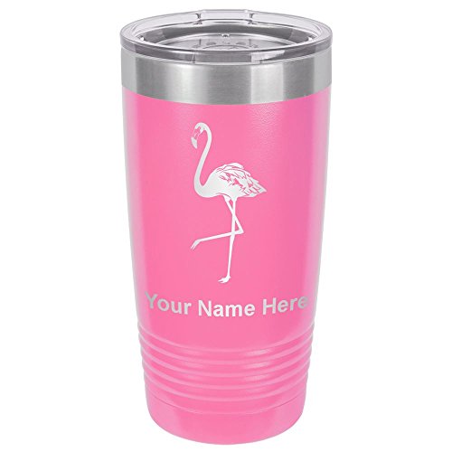 LaserGram 20oz Vacuum Insulated Tumbler Mug, Flamingo, Personalized Engraving Included (Pink)