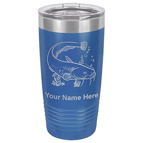 LaserGram 20oz Vacuum Insulated Tumbler Mug, Catfish, Personalized Engraving Included (Dark Blue)