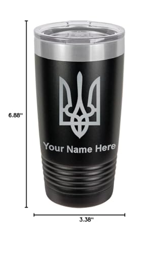 LaserGram 20oz Vacuum Insulated Tumbler Mug, Flag of Ukraine, Personalized Engraving Included (Black)