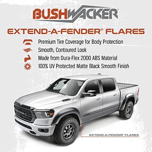 Bushwacker Extend-A-Fender Extended Rear Fender Flares | 2-Piece Set, Black, Smooth Finish | 50036-02 | Fits 2009-2018 Dodge Ram 1500, 2010-2022 2500/3500; 19-22 1500 Classic (Excludes R/T & Rebel)