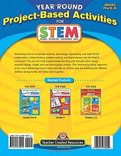 Teacher Created Resources PreK Project-based STEM Book Printed Book (Year Round Project Based Activities for Stem)