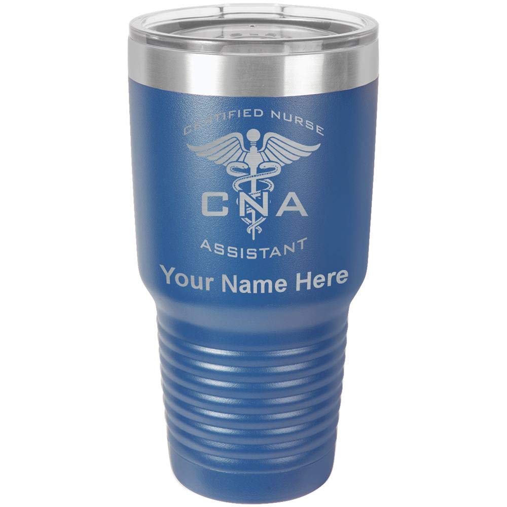 LaserGram 30oz Vacuum Insulated Tumbler Mug, CNA Certified Nurse Assistant, Personalized Engraving Included (Dark Blue)