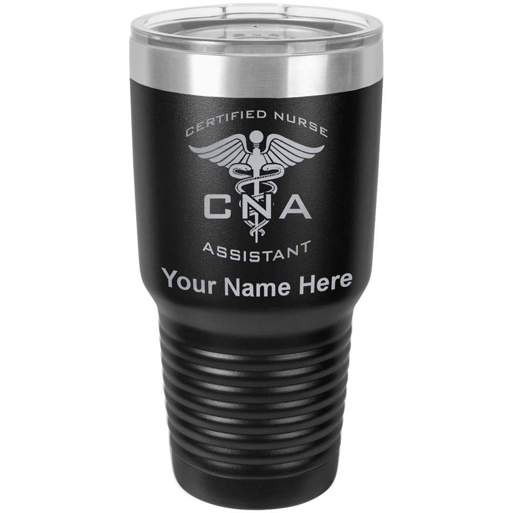 LaserGram 30oz Vacuum Insulated Tumbler Mug, CNA Certified Nurse Assistant, Personalized Engraving Included (Black)