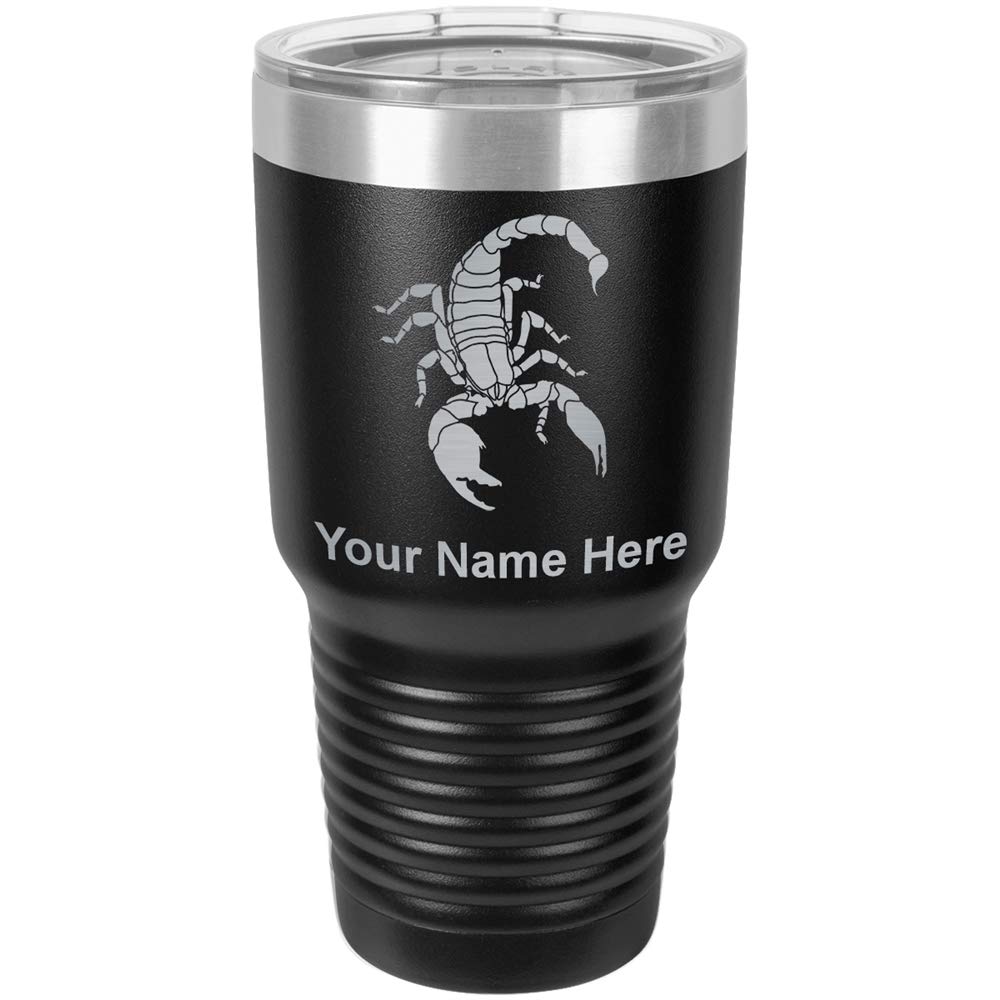 LaserGram 30oz Vacuum Insulated Tumbler Mug, Scorpion, Personalized Engraving Included (Black)