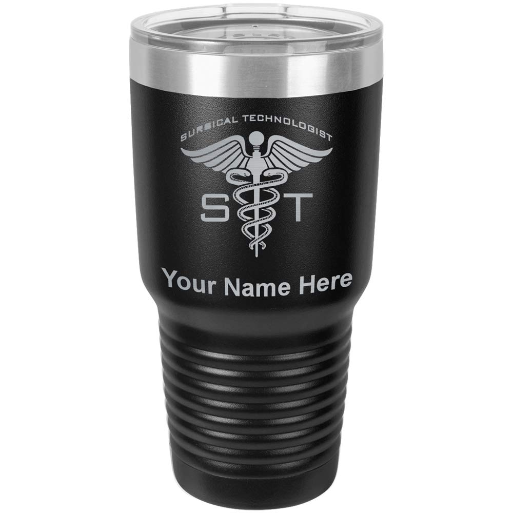 LaserGram 30oz Vacuum Insulated Tumbler Mug, ST Surgical Technologist, Personalized Engraving Included (Black)