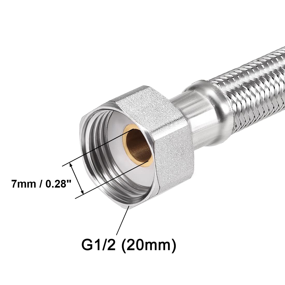 uxcell Faucet Supply Line Connector G1/2 Female x G1/2 Male 16 Inch Length 304 Stainless Steel Hose 2Pcs