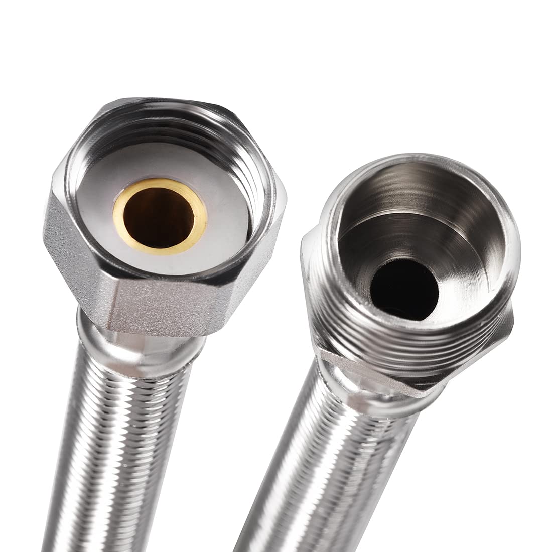 uxcell Faucet Supply Line Connector G1/2 Female x G1/2 Male 16 Inch Length 304 Stainless Steel Hose 2Pcs