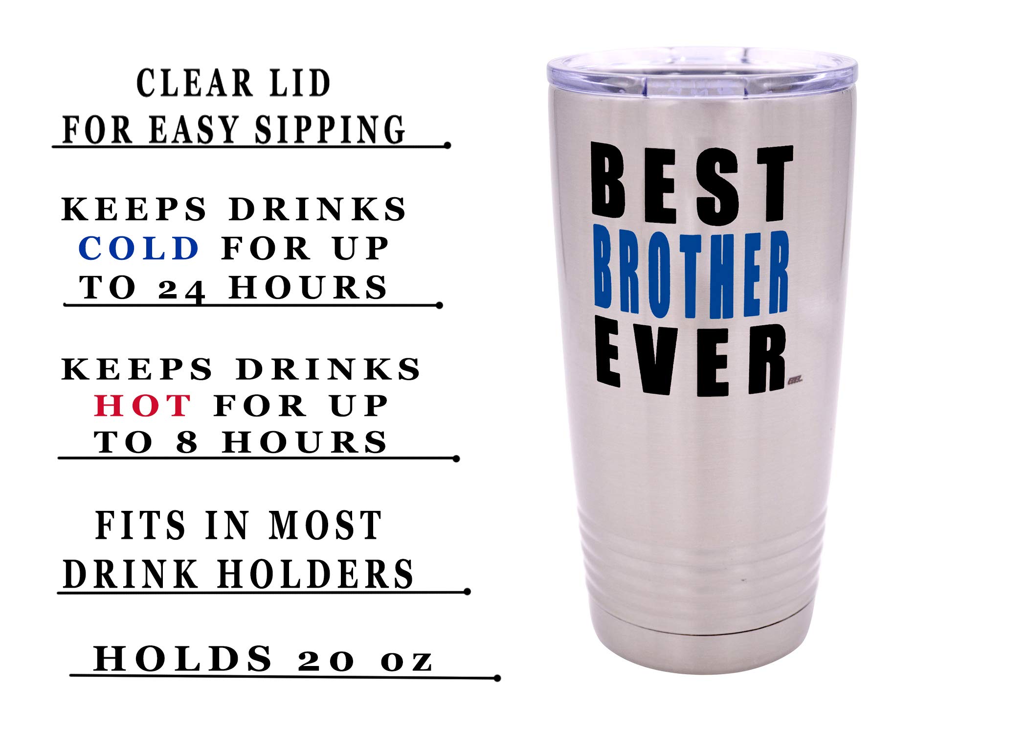 Rogue River Tactical Funny Best Brother Ever Large 20 Ounce Travel Tumbler Mug Cup with Lid Sarcastic Work Gift for Him Friend Sibling