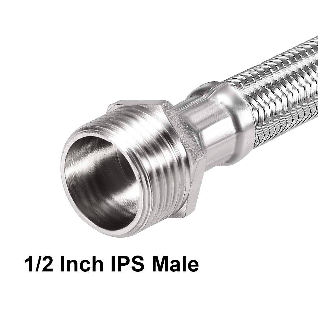 uxcell Faucet Supply Line Connector G1/2 Female x G1/2 Male 24 Inch Length 304 Stainless Steel Hose 2Pcs