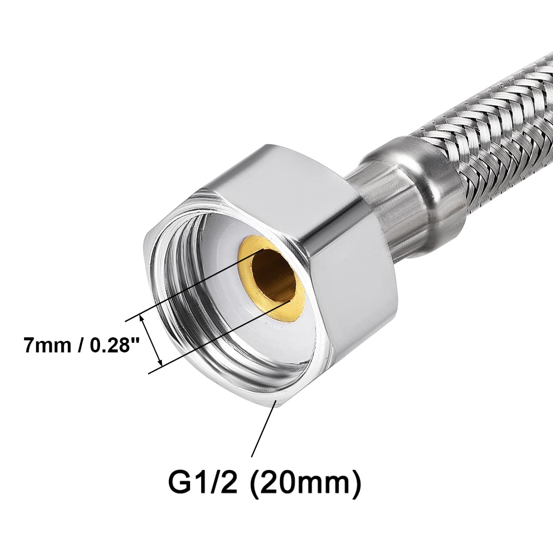 uxcell Faucet Supply Line Connector G1/2 Female x 1/8NPT Male 59 Inch Length 304 Stainless Steel Hose 2Pcs