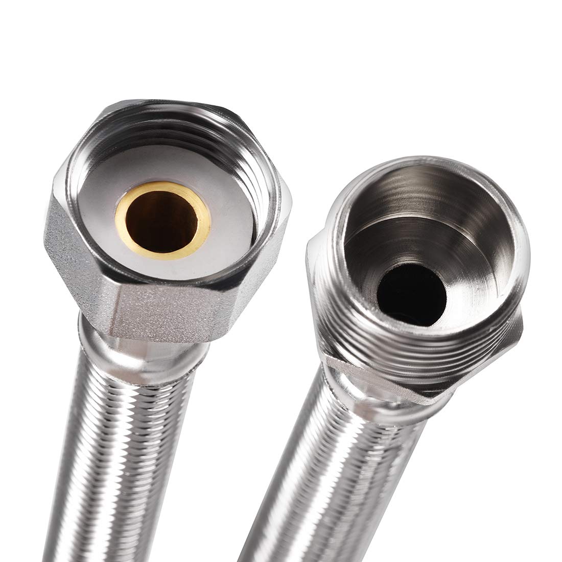 uxcell Faucet Supply Line Connector G1/2 Female x G1/2 Male 24 Inch Length 304 Stainless Steel Hose 2Pcs