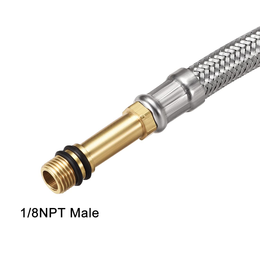uxcell Faucet Supply Line Connector G1/2 Female x 1/8NPT Male 59 Inch Length 304 Stainless Steel Hose 2Pcs