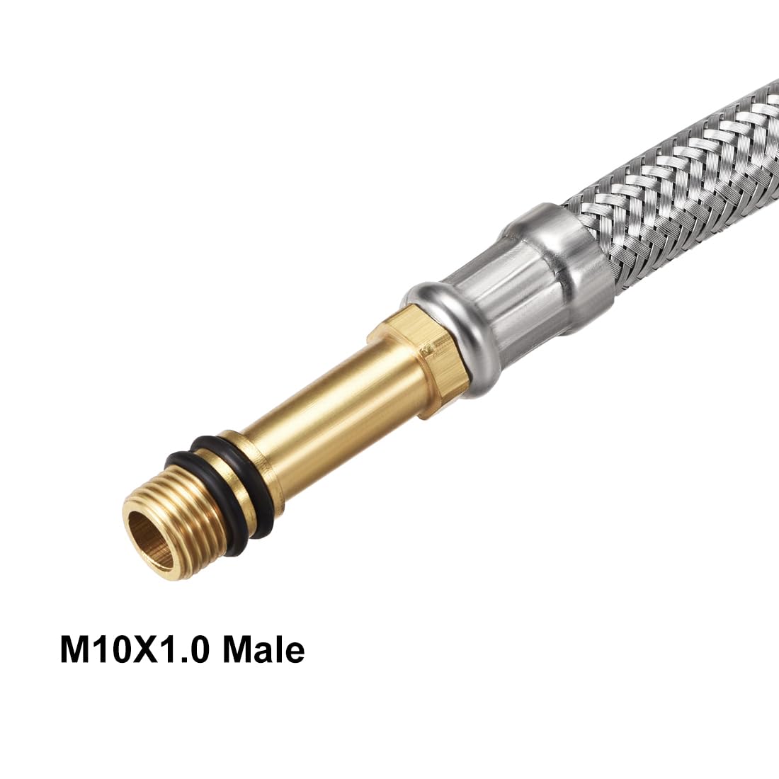 uxcell Faucet Supply Line Connector G1/2 Female x M10 Male 16 Inch Length 304 Stainless Steel Hose 2Pcs
