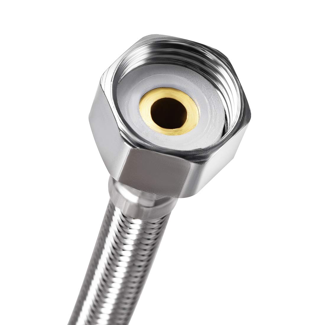 uxcell Faucet Supply Line Connector G1/2 Female x M10 Male 16 Inch Length 304 Stainless Steel Hose 2Pcs