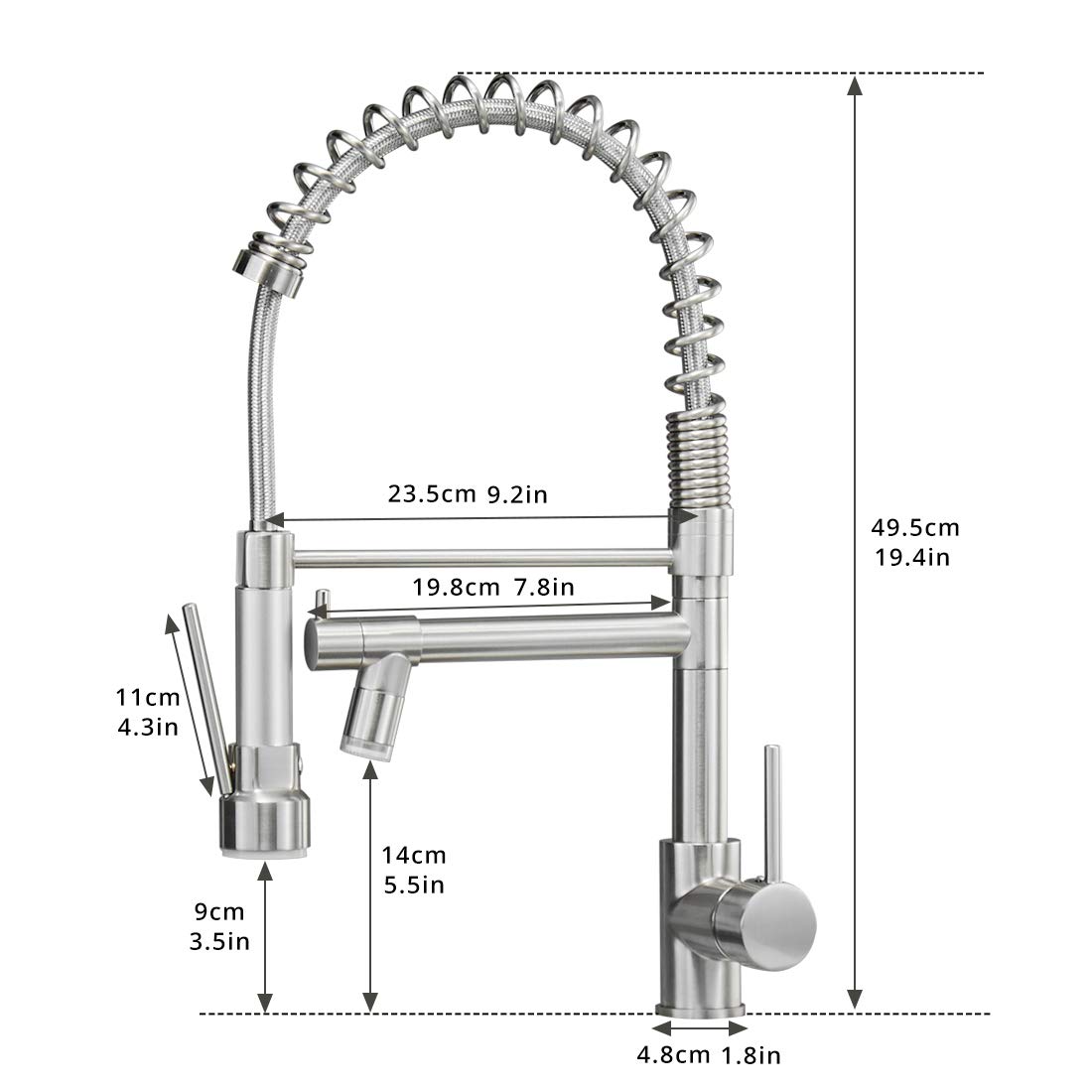 AIMADI Commercial Pull Down Kitchen Faucet Sprayer with LED Light,Brushed Nickel