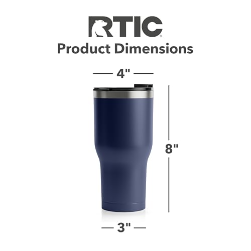 RTIC 30 oz Insulated Tumbler Stainless Steel Coffee Travel Mug with Lid, Spill Proof, Hot Beverage and Cold, Portable Thermal Cup for Car, Camping, Navy