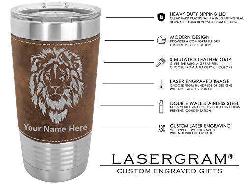 LaserGram 20oz Vacuum Insulated Tumbler Mug, Duck, Personalized Engraving Included (Faux Leather, Rustic)