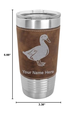 LaserGram 20oz Vacuum Insulated Tumbler Mug, Duck, Personalized Engraving Included (Faux Leather, Rustic)