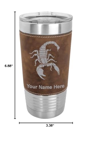 LaserGram 20oz Vacuum Insulated Tumbler Mug, Scorpion, Personalized Engraving Included (Faux Leather, Rustic)