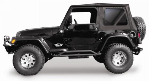 Rampage Complete Soft Top | Vinyl, Black Diamond Color with Tinted Windows, includes Frame & Hardware | 68835 | Fits 1997 - 2006 Jeep Wrangler TJ, with Full Steel Doors