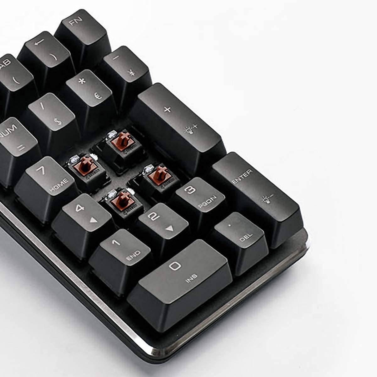 Qisan 2.4G Wireless Mechanical Numeric Keypad Cherry MX Brown Switch Gaming Keypad 21 Keys Mini Numpad Portable Keypad Extended Layout Black Magicforce