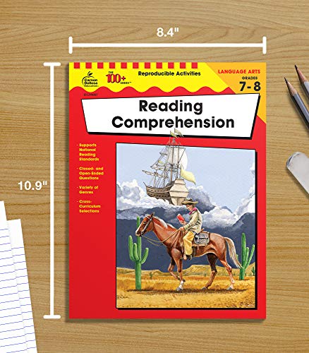Carson Dellosa The 100+ Series: Reading Comprehension Workbook?Grades 7-8 Language Arts Learning, Fiction, Nonfiction, Poetry Passages With Closed- and Open-Ended Questions (128 pgs)
