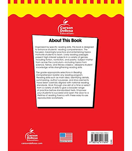 Carson Dellosa The 100+ Series: Reading Comprehension Workbook?Grades 7-8 Language Arts Learning, Fiction, Nonfiction, Poetry Passages With Closed- and Open-Ended Questions (128 pgs)