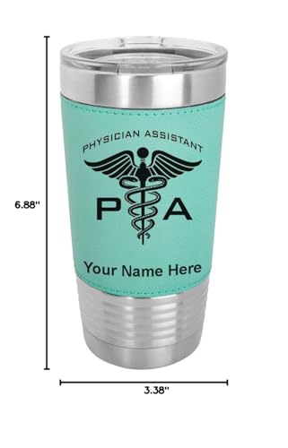 LaserGram 20oz Vacuum Insulated Tumbler Mug, PA Physician Assistant, Personalized Engraving Included (Faux Leather, Teal)