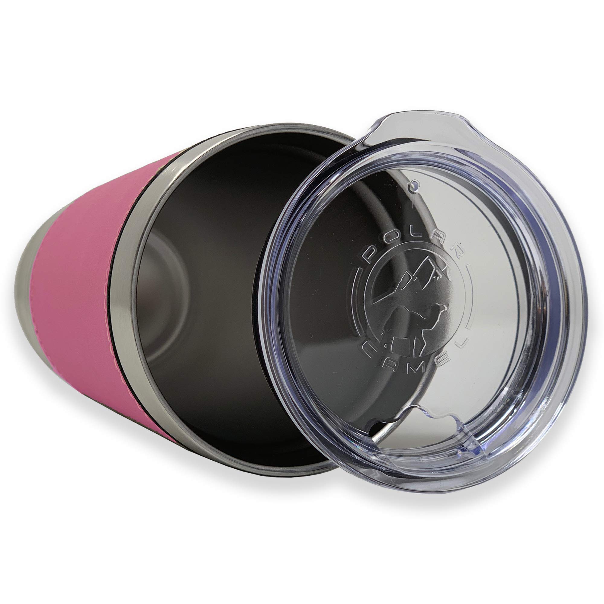 LaserGram 20oz Vacuum Insulated Tumbler Mug, Virgen de Guadalupe, Personalized Engraving Included (Faux Leather, Pink)