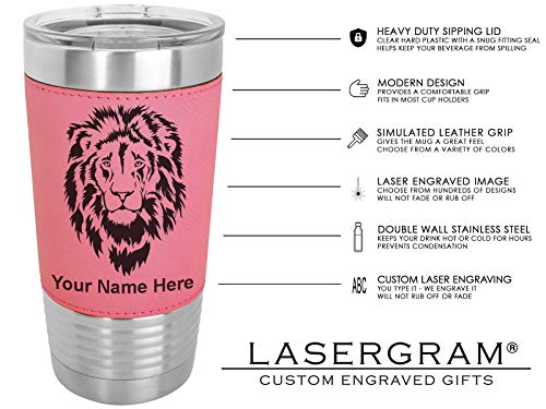 LaserGram 20oz Vacuum Insulated Tumbler Mug, Texas Come and Take It Flag, Personalized Engraving Included (Faux Leather, Pink)