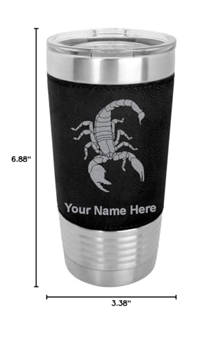 LaserGram 20oz Vacuum Insulated Tumbler Mug, Scorpion, Personalized Engraving Included (Faux Leather, Black)