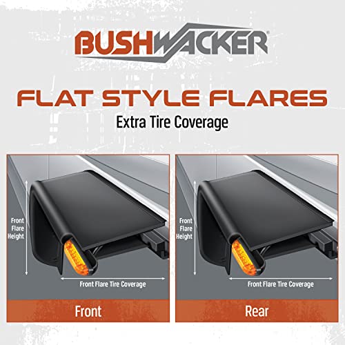 Bushwacker Jeep Flat Style Front & Rear Fender Flares | 4-Piece Set, Black, Textured Finish | 10918-07 | Fits 2007-2018 Jeep Wrangler JK Unlimited 4-Door