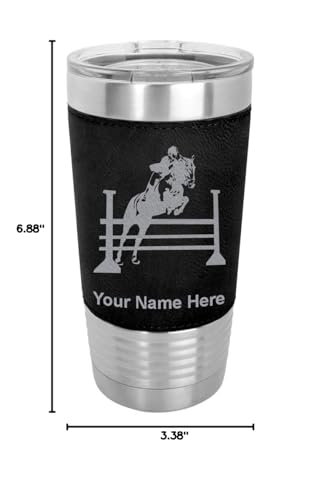 LaserGram 20oz Vacuum Insulated Tumbler Mug, Horse Hurdles, Personalized Engraving Included (Faux Leather, Black)