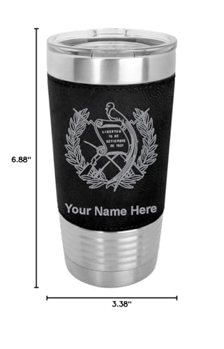 LaserGram 20oz Vacuum Insulated Tumbler Mug, Flag of Guatemala, Personalized Engraving Included (Faux Leather, Black)