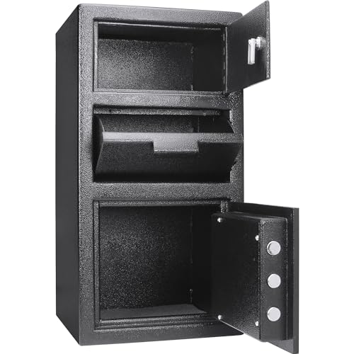 Barska Advanced Digital Keypad Compact Depository Drop Safe with Master Code + 5 Codes & Dual User Mode, Black, 0.72/0.78 Cubic Ft