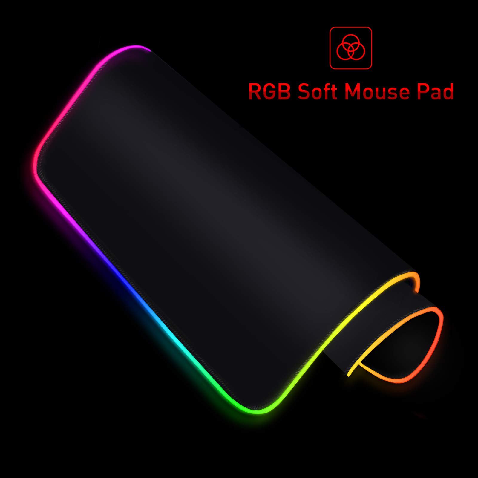 havit RGB Gaming Mouse Pad Soft Non-Slip Rubber Base Mouse Mat for Laptop Computer PC Games (13.8 X 9.8 X 0.16 inches, Black)