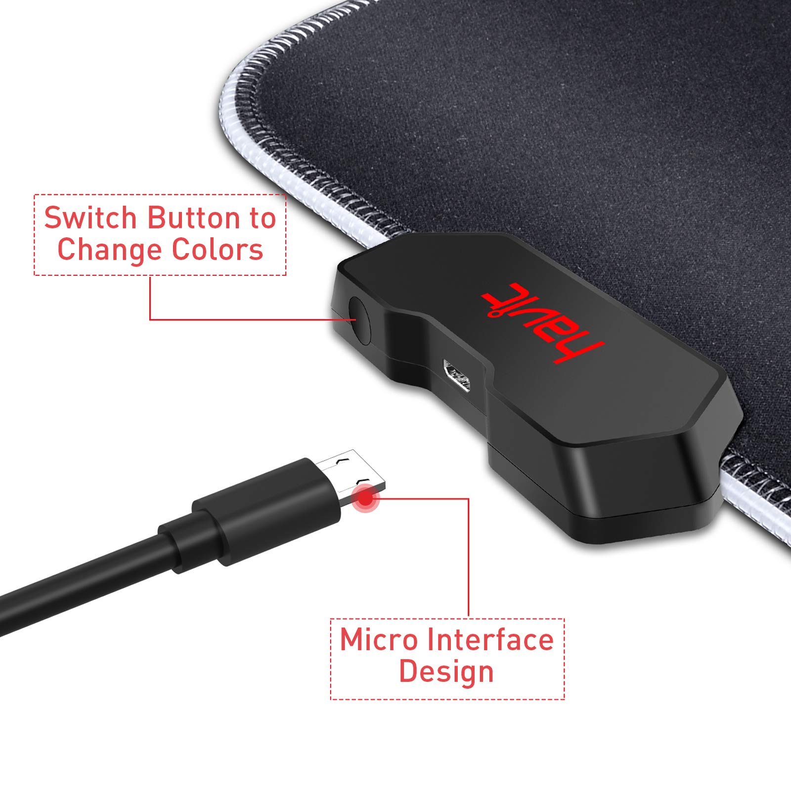 havit RGB Gaming Mouse Pad Soft Non-Slip Rubber Base Mouse Mat for Laptop Computer PC Games (13.8 X 9.8 X 0.16 inches, Black)