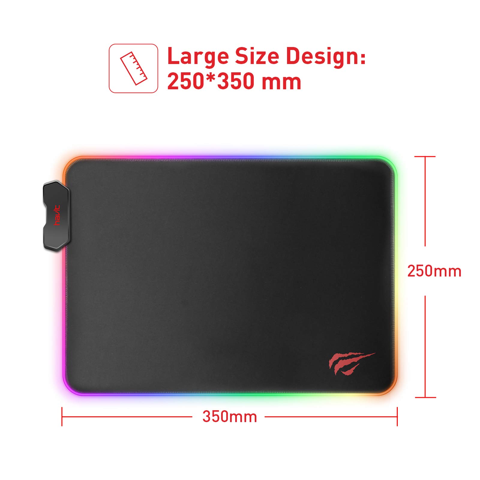 havit RGB Gaming Mouse Pad Soft Non-Slip Rubber Base Mouse Mat for Laptop Computer PC Games (13.8 X 9.8 X 0.16 inches, Black)