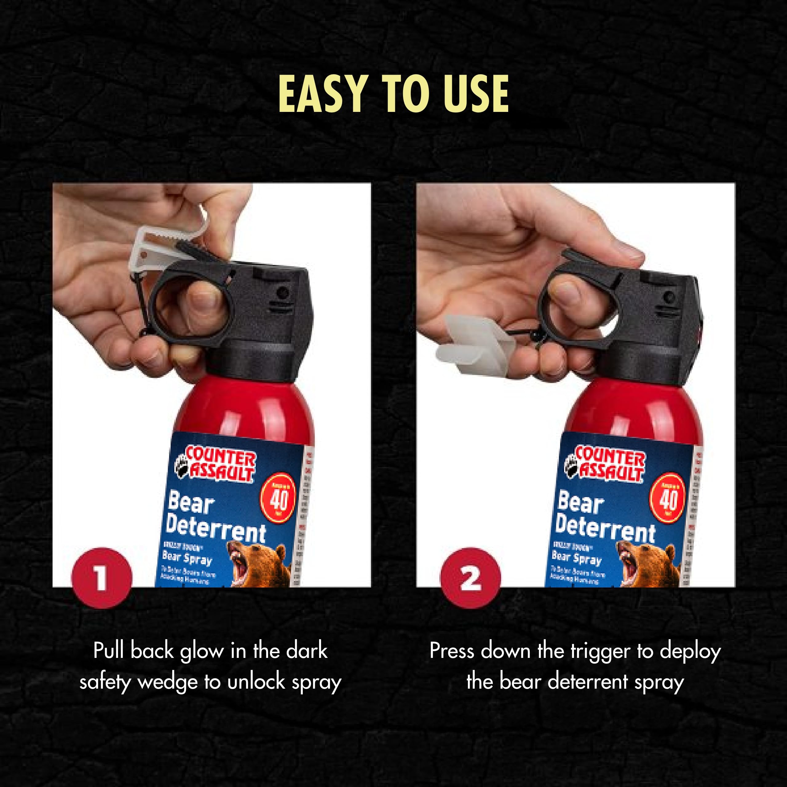 Counter Assault Bear Spray Combo - 2% Capsaicin Bear Deterrent with 2 Holsters - Pepper Spray for Hiking, Camping, Hunting & More - 8.1 oz & 10.2 oz