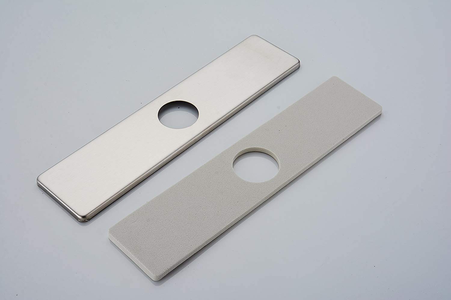 BATHLAVISH 10 Inch Kitchen&Bathroom Sink Faucet Baseplate Hole Cover Deck Plate Escutcheon Brushed Nickel Square 304 Stainless Steel