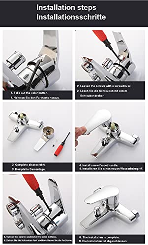 RXXR Single Faucet Handle Compatible with 35mm Tap Cartridge (Cartridge Stem 9 * 9mm) Faucet Replacement Handles Lever for Kitchen Basin Bathroom, Polished Chrome Finish