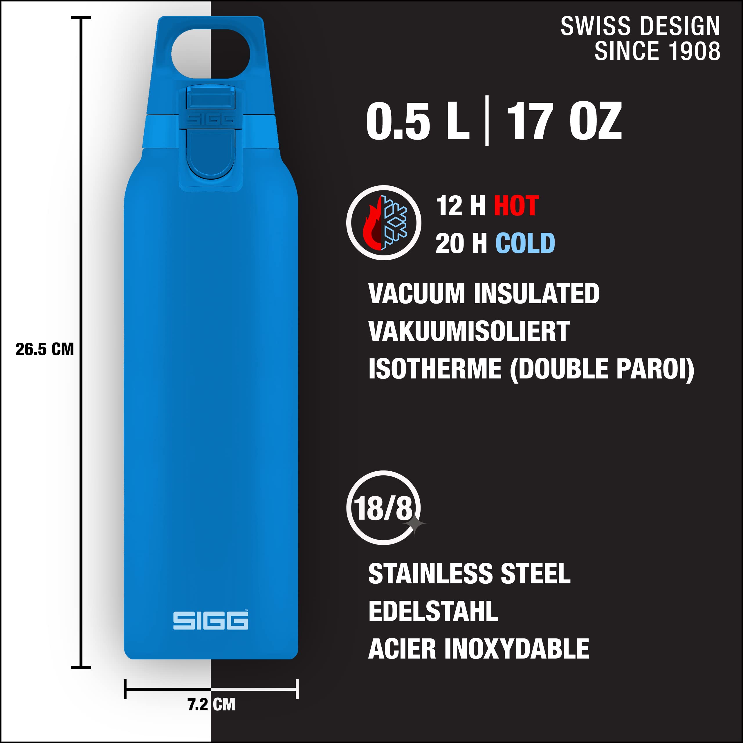 SIGG - Thermo Flask Hot & Cold ONE - Insulated Water Bottle - Tea Filter - Leakproof - BPA-Free - Stainless Steel - 17Oz
