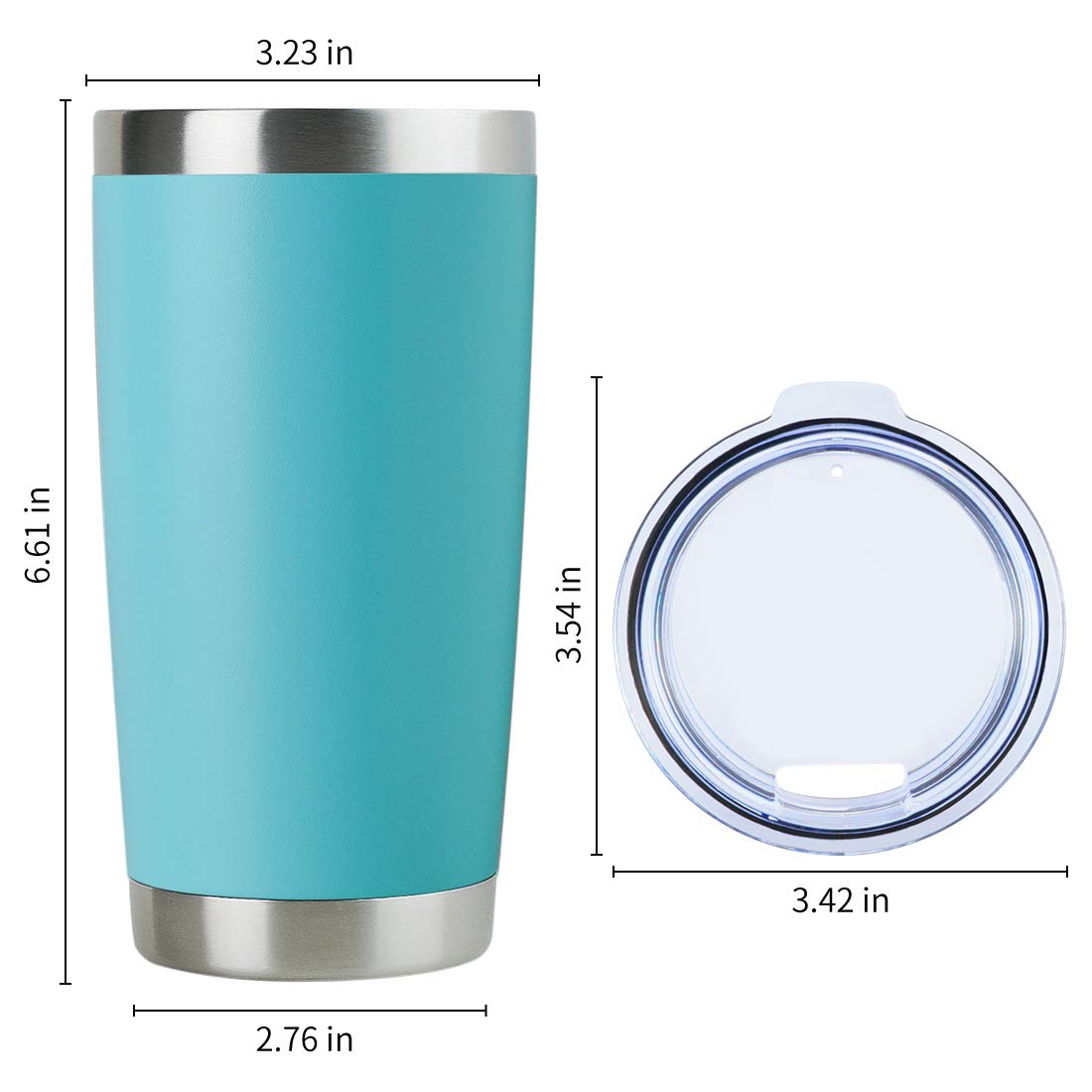 DOMICARE 20oz Stainless Steel Tumbler Bulk with Lid, Double Wall Vacuum Insulated Travel Mug, Powder Coated Coffee Cup, Light Blue, 1 Pack