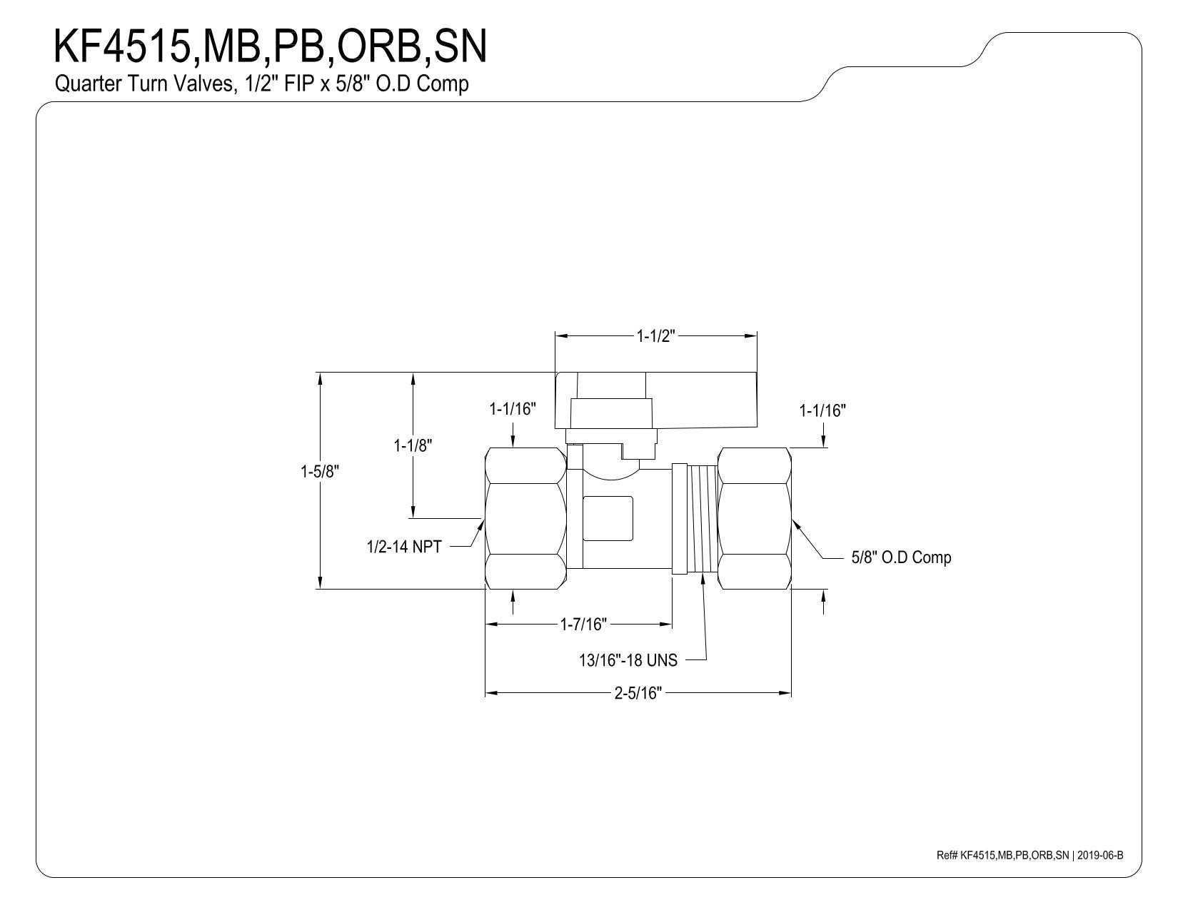 Kingston Brass KF4515MB 1/2-Inch IPS X 5/8-Inch OD Comp Straight Valve, Matte Black