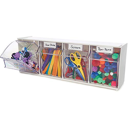 Deflecto Interlocking Multi Storage Organizer Tilt Bin, White
