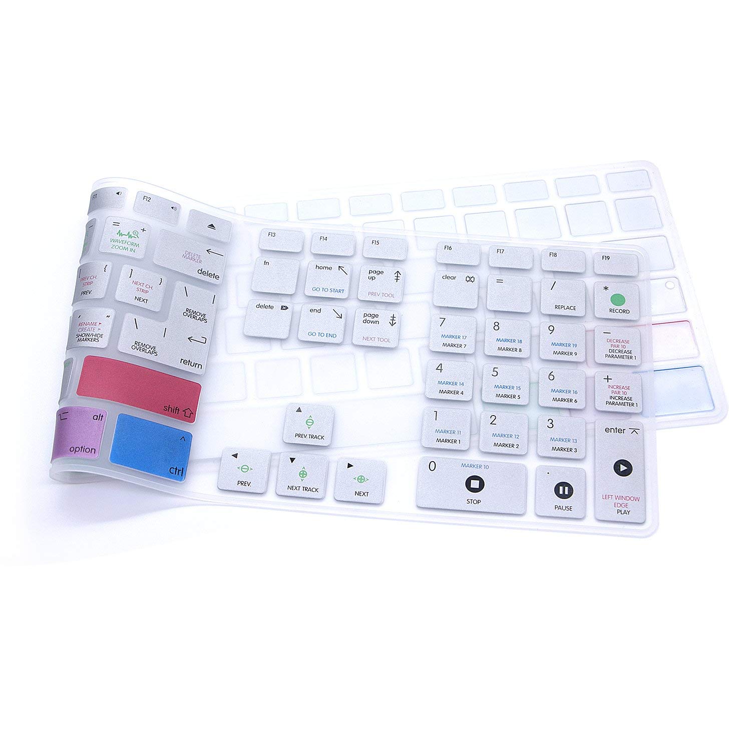 WYGCH Ultra Thin Shortcuts Extended Silicone Keyboard Protective Cover Skin for Mac Aluminum Wired Keyboard MB110LL/B (A1243) Numeric Keypad (for Logic Pro X)