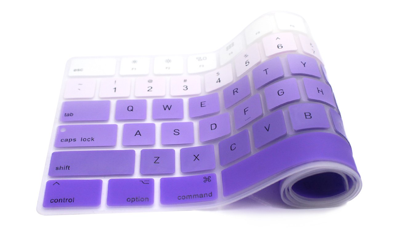 WYGCH Ultra Thin Silicone Full Size Wireless Numeric Keyboard Cover Skin for Mac 2017 Magic Keyboard with Numeric Keypad MQ052LL/A A1843 US Layout,Ombre Purple