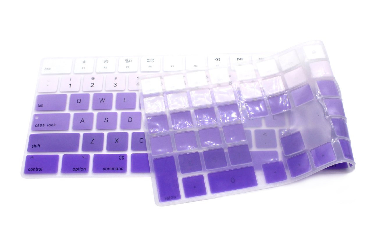 WYGCH Ultra Thin Silicone Full Size Wireless Numeric Keyboard Cover Skin for Mac 2017 Magic Keyboard with Numeric Keypad MQ052LL/A A1843 US Layout,Ombre Purple