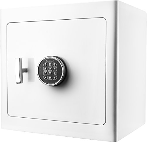 Barska 1.01 Cu. Feet Steel 1,400° Fireproof Jewelry Glass Shelf Drawer Security Safe Cabinet with Organizer, White